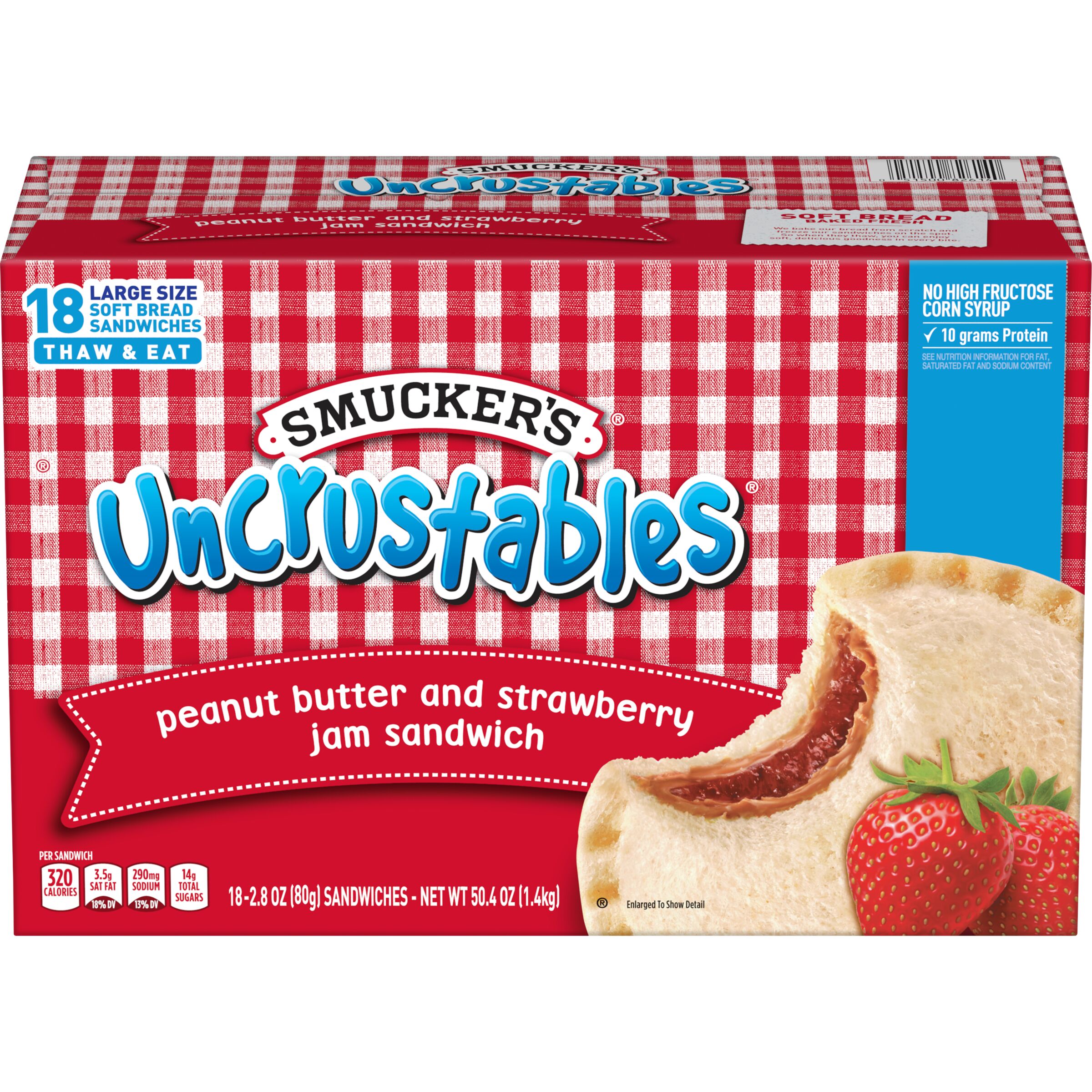 Smucker's 2.8 Ounce Uncrustables Peanut Butter & Strawberry 18 Pack ...