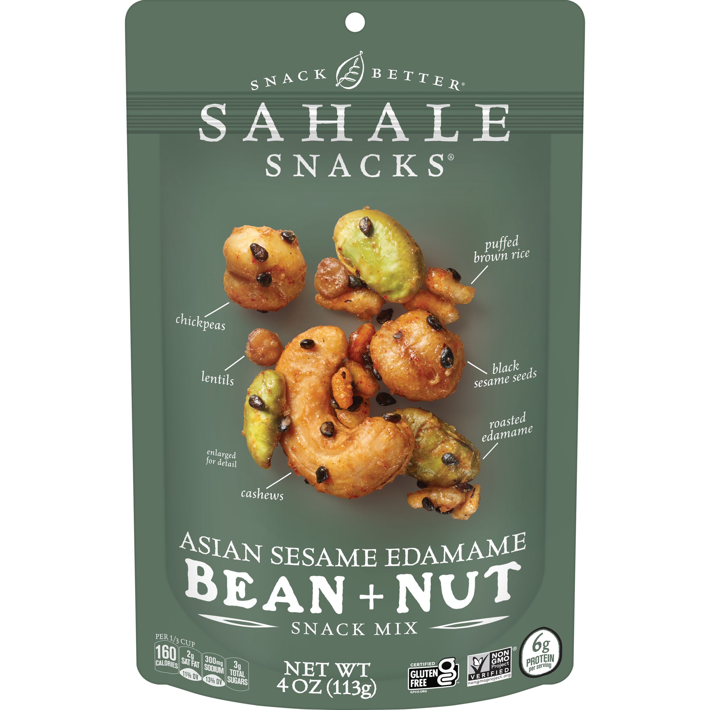 Sahale Snacks 4 Ounce Asian Sesame Edamame Bean Snack Mix 6 Count ...