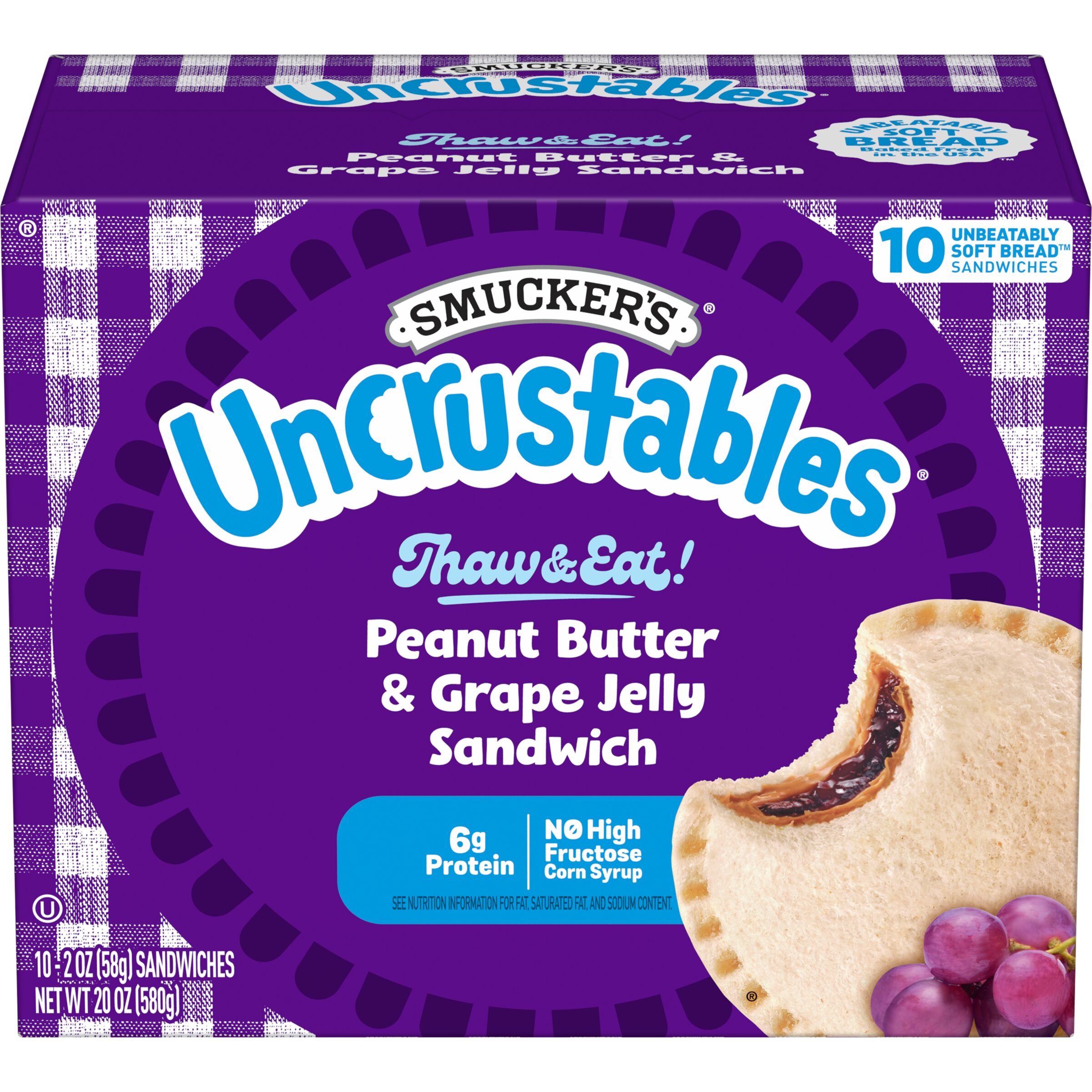 Smucker's Uncrustables Peanut Butter And Grape 10 Pack - Each ...